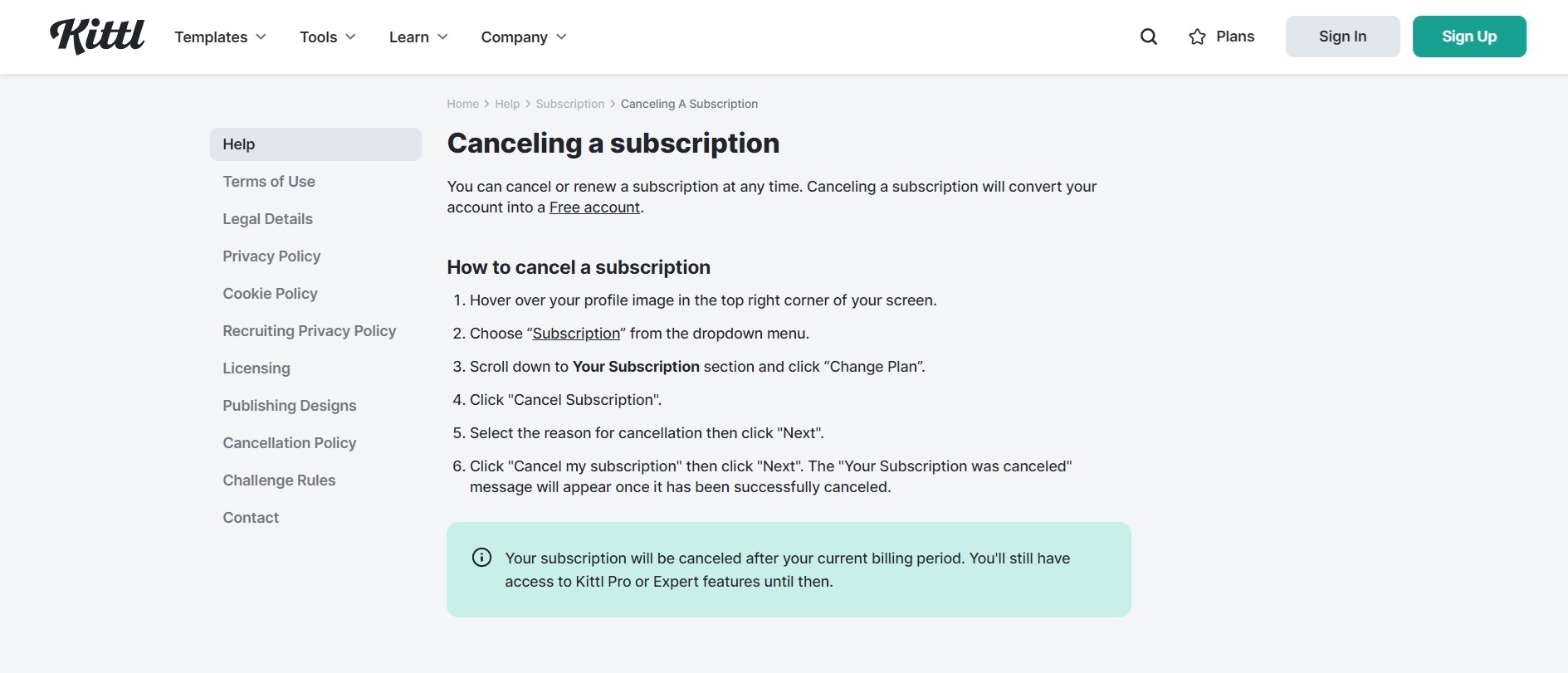 How to Cancel Kittl - Subscribed.FYI