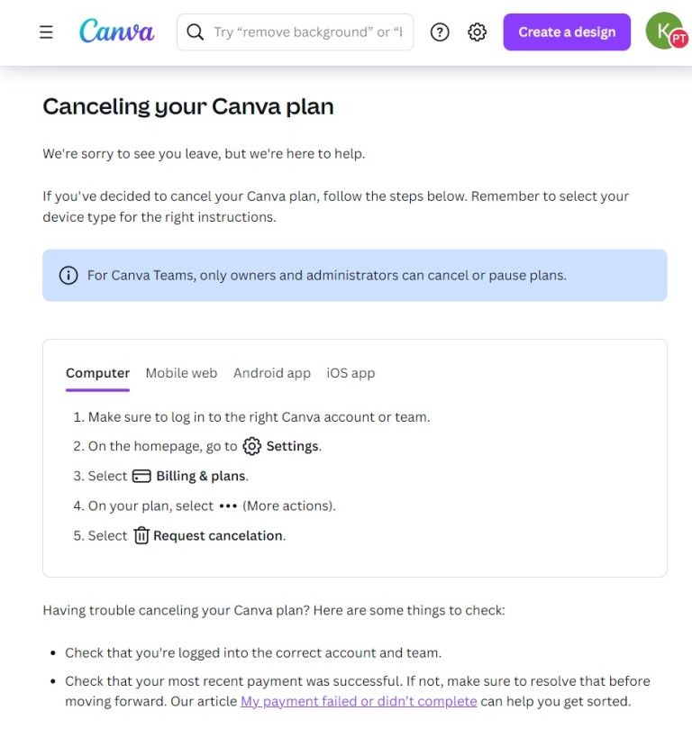 How to Cancel Canva - Subscribed.FYI
